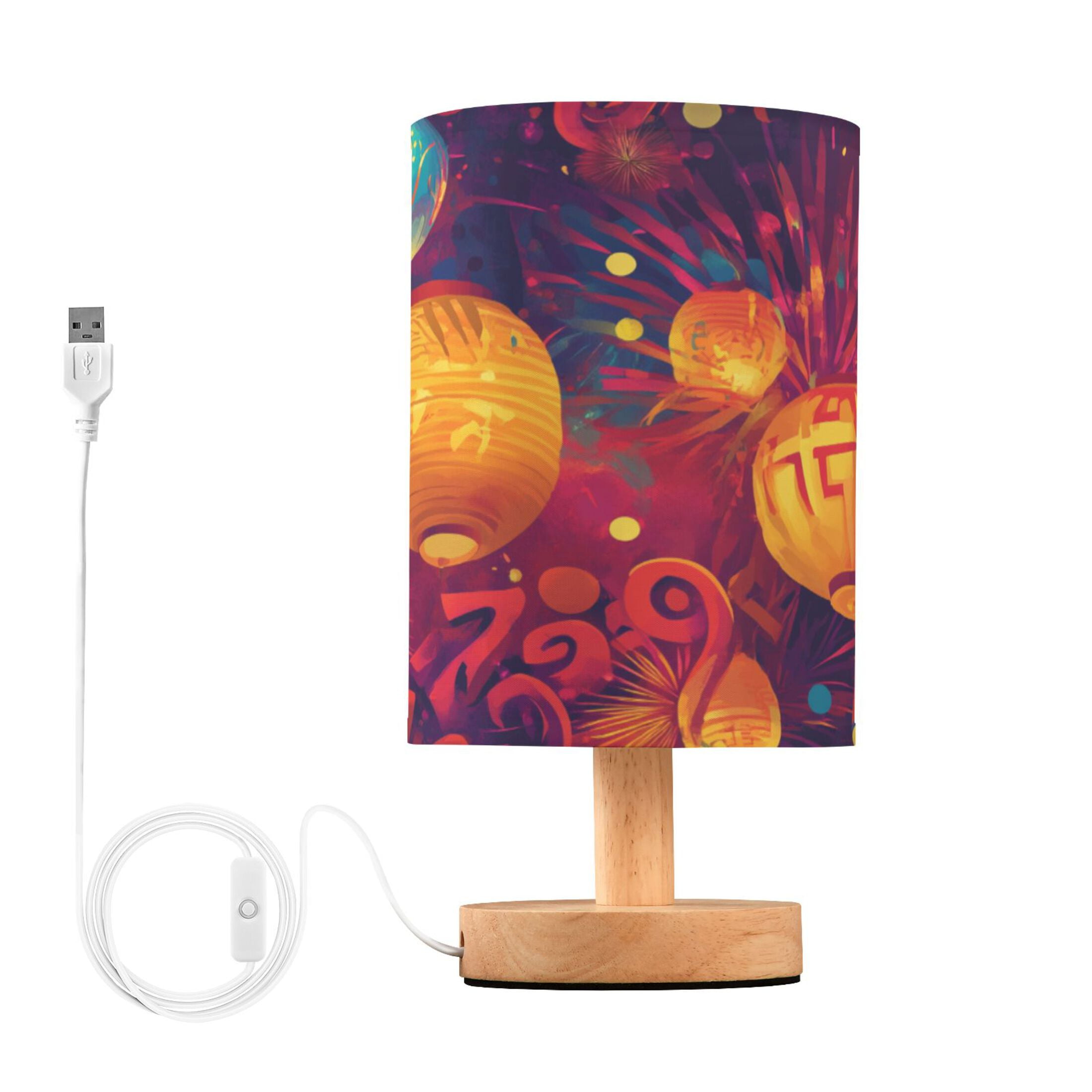 Lanterns and Fireworks USB Powered Canvas Shade Desk Lamp LED Light ...
