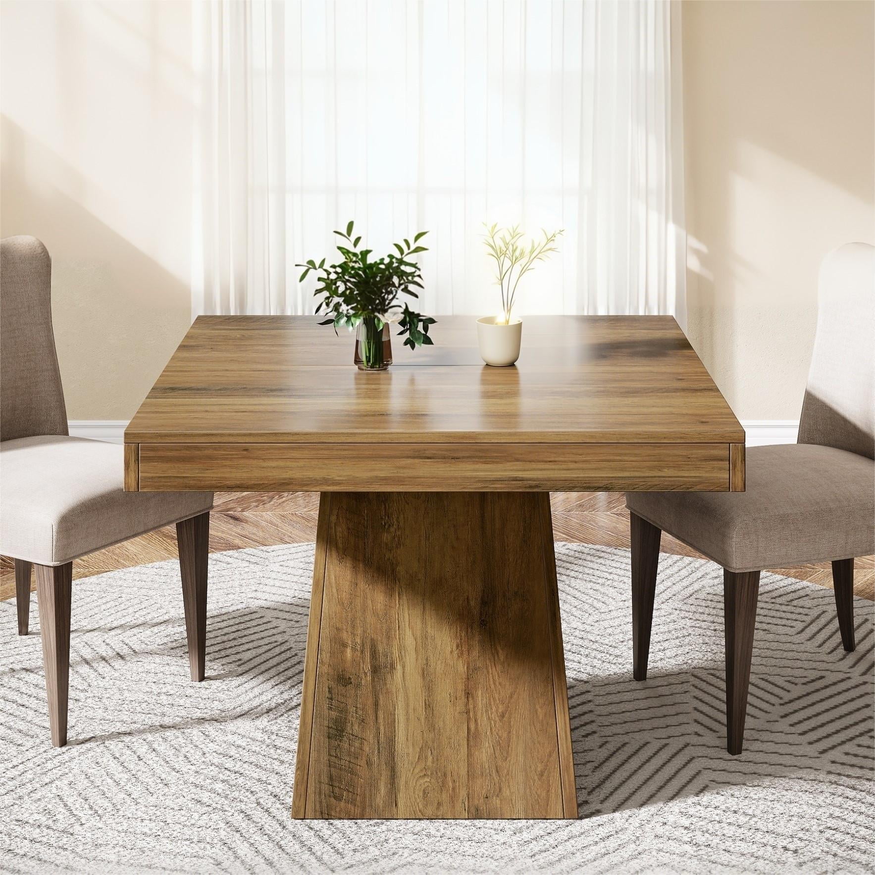Fnova 31.5" Square Farmhouse Dining Table, Wood Coffee Table for 4 ...