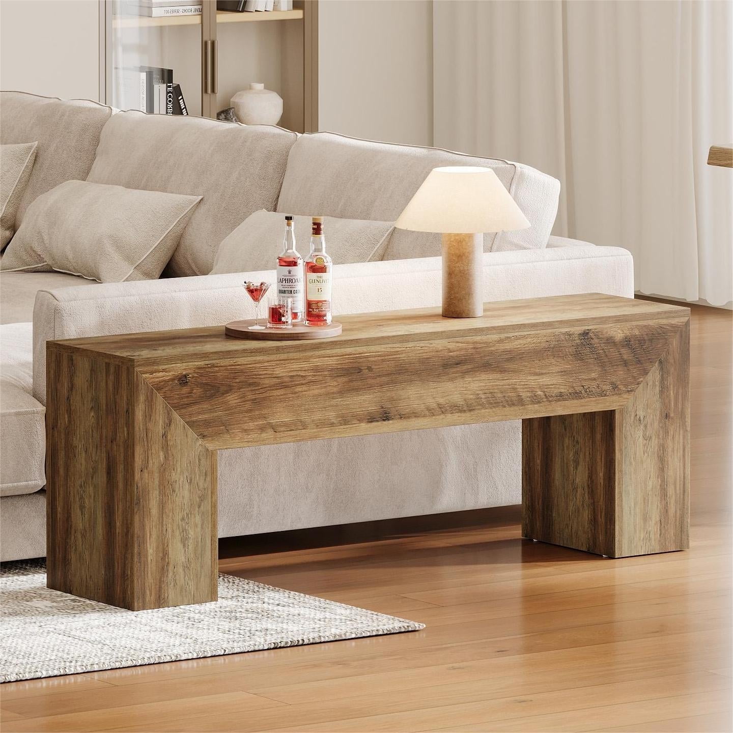 Fnova 47" Wooden Entryway Bench, Farmhouse Wooden Shoe Bench, Indoor ...