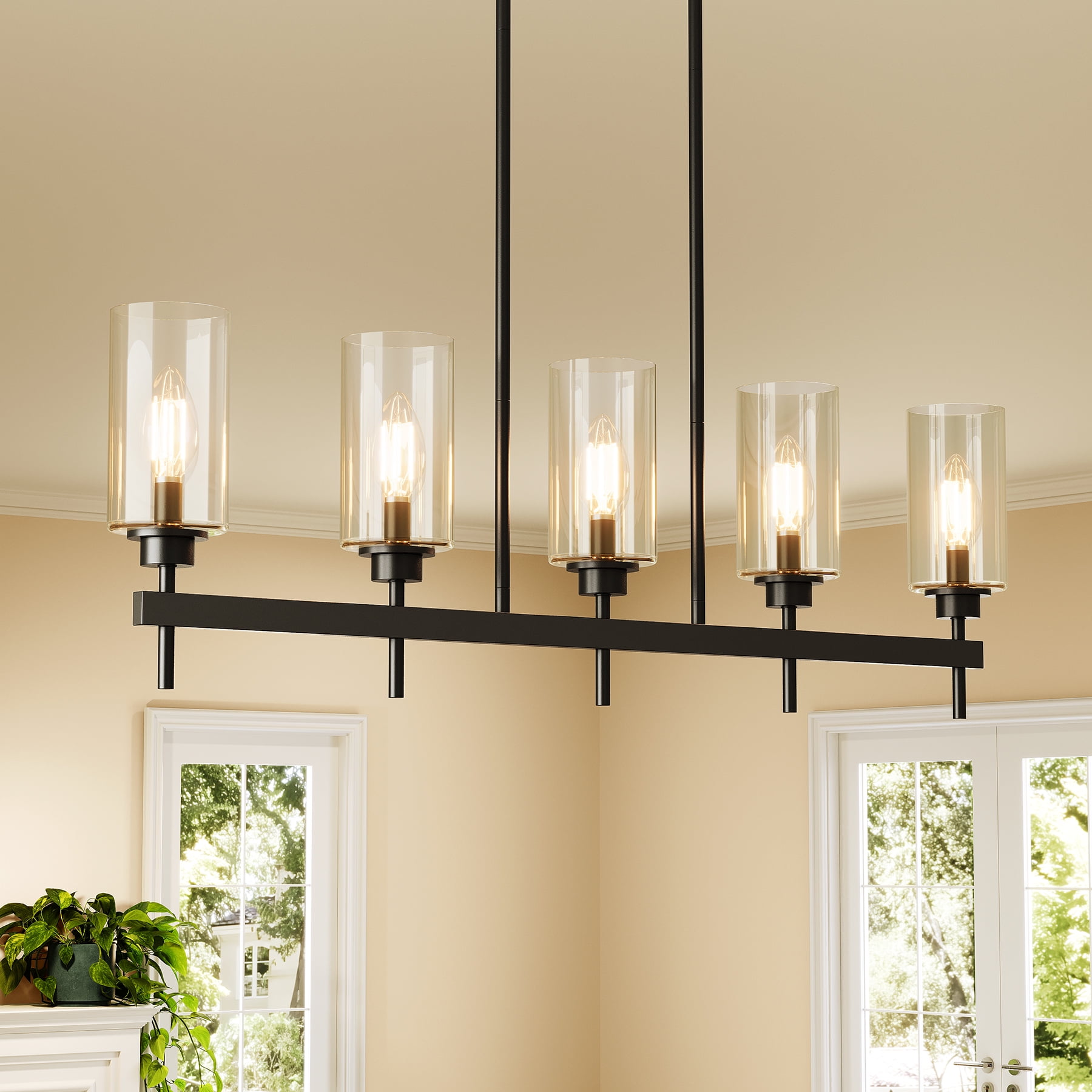 Lantine 5-Light Dining Room Light Fixture, Farmhouse Chandeliers for ...