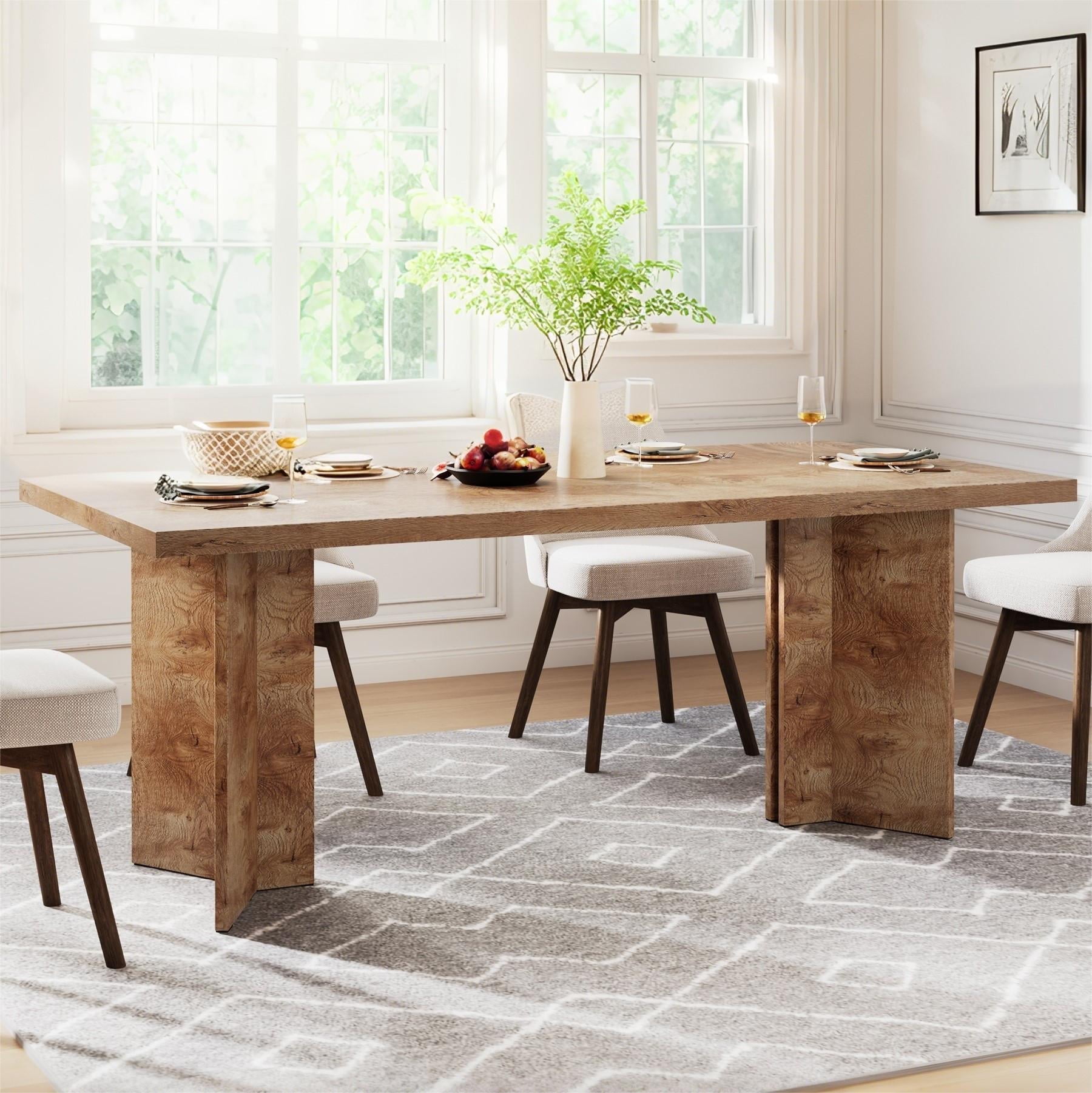 Lantine 63" Rectangular Modern Dining Table, Wooden Modern Kitchen ...