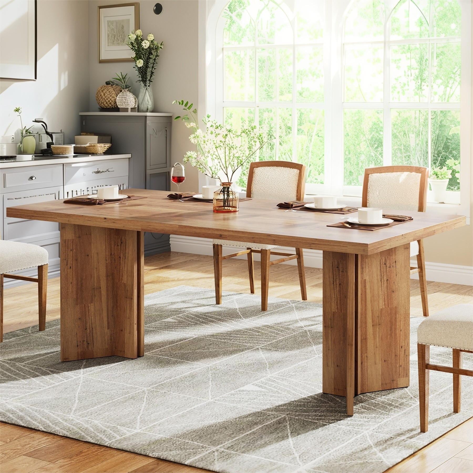Fnova 63" Rectangular Modern Dining Table, Wooden Modern Kitchen Table ...