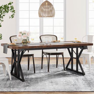 Eindride Mid-Cent Modern Dining Table, Brown - Walmart.com