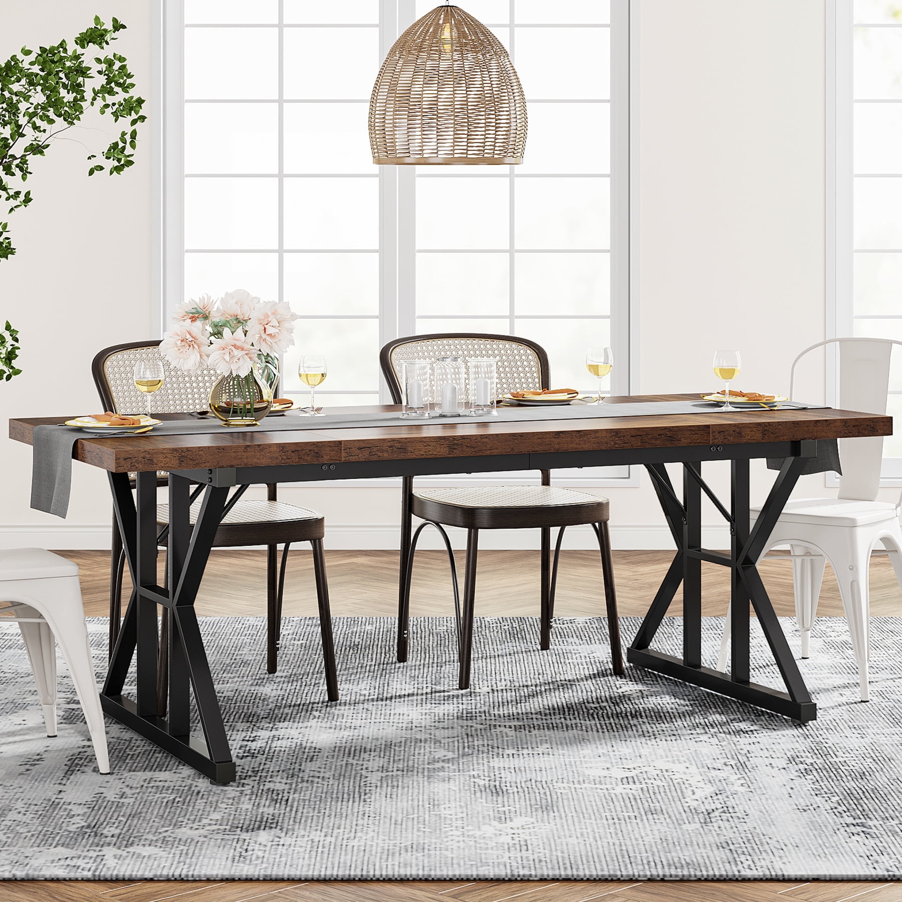 Fnova 70.86" Dining Table for 6, Modern Rectangular Kitchen Table for ...