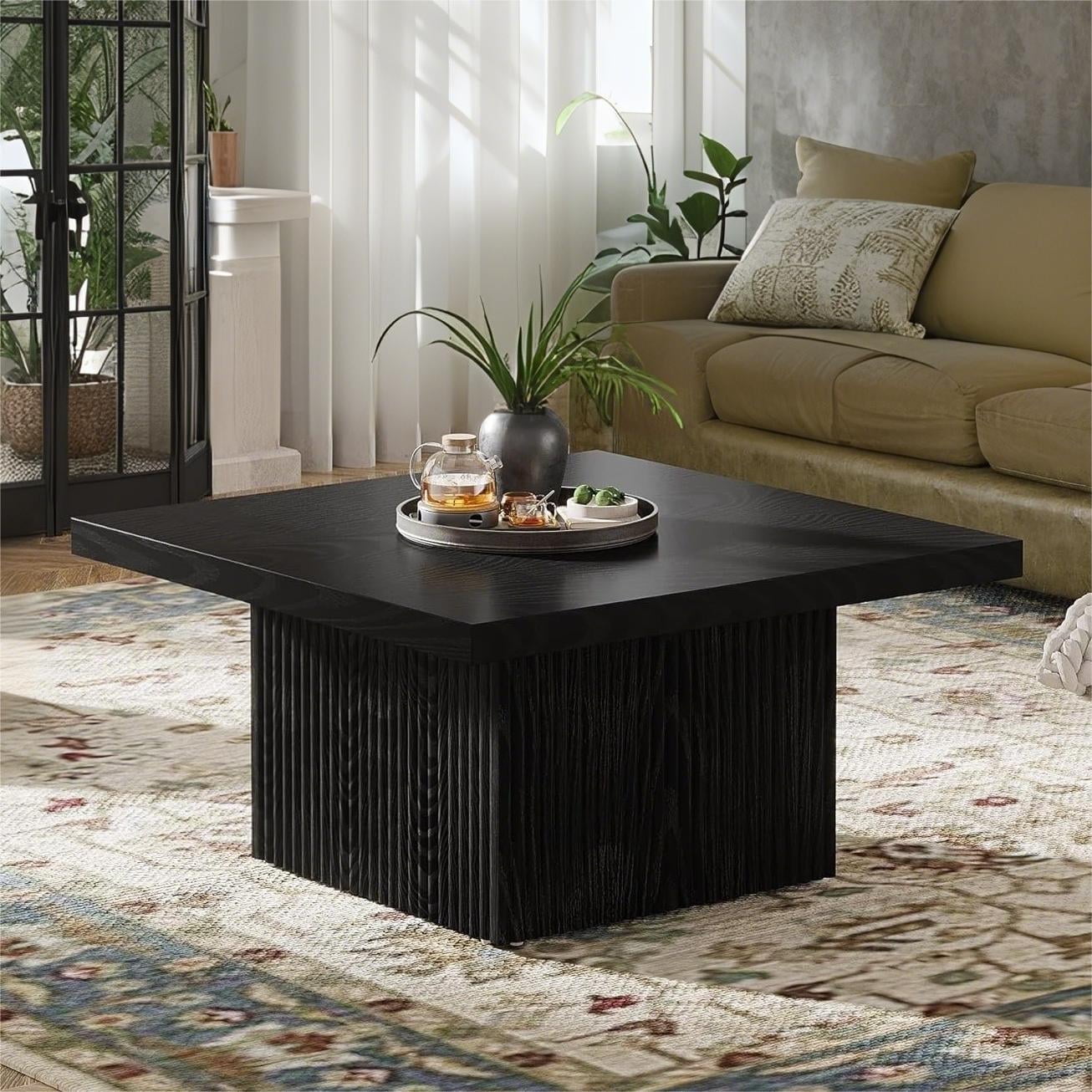 Fnova Farmhouse Coffee Table for Living Room, 31.5" Square Wood Coffee ...