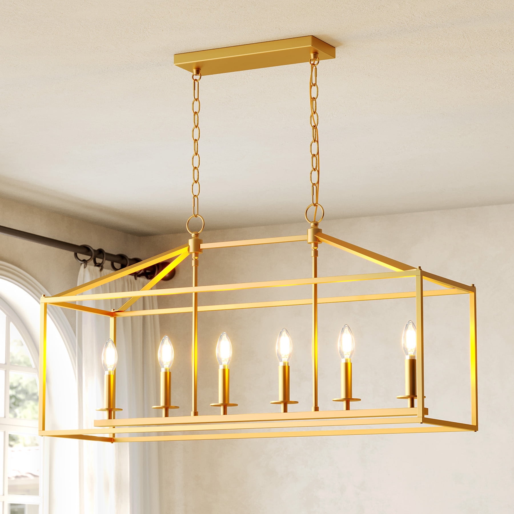 Lantine Farmhouse Dining Room Light Fixtures Over Table, 6-Light Candle ...