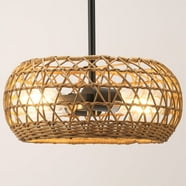C Cattleya 1-Light Hanging Lamp Pendant with Woven Drum Fixture, 3 ...