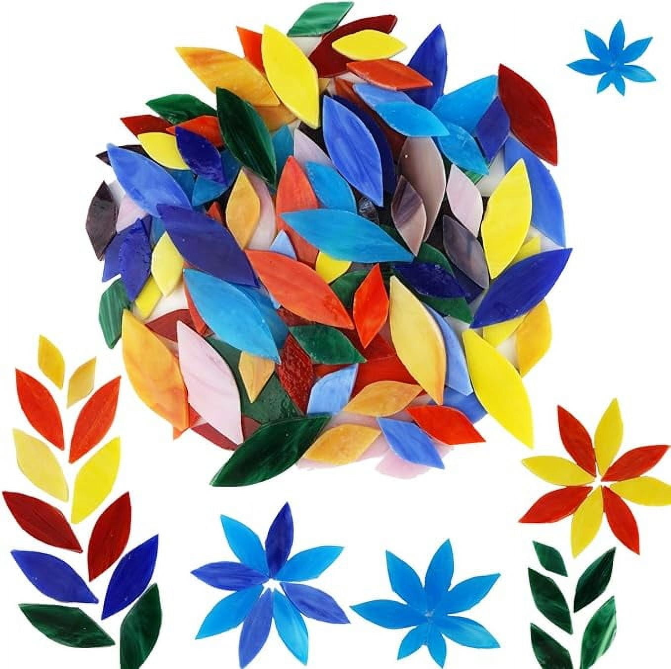 Lanyani Bright Glass Petal Mosaic Tiles, Hand-Cut Stained Glass Flower ...