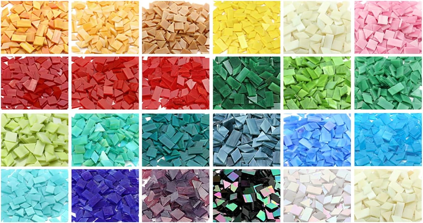 Lanyani Glass Mosaic Tiles for Art Crafts,4 Shapes Mixed Tiffany ...