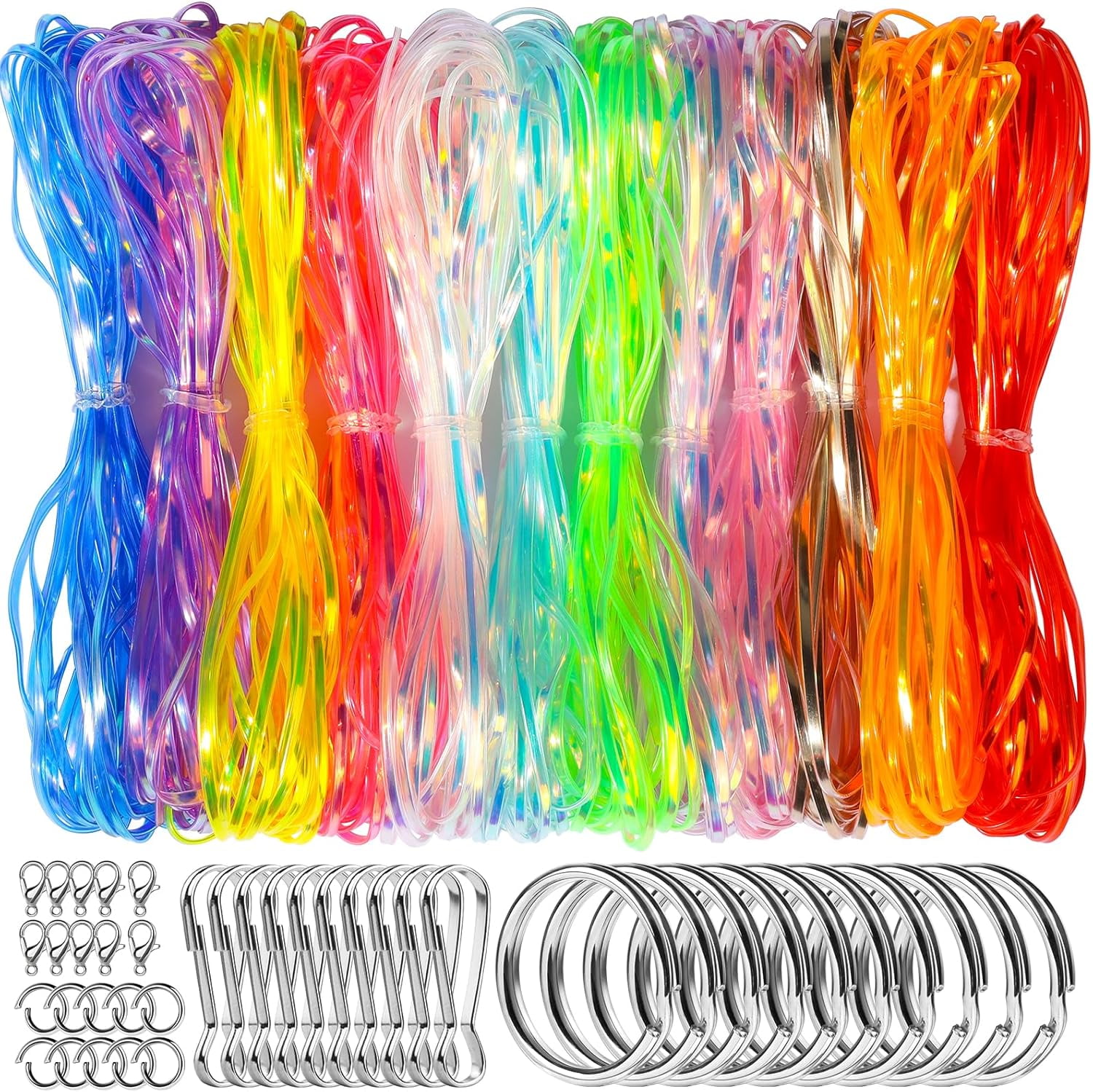 Lanyard String Kit, 12 Colors Plastic Lacing Cord, Bright and Glitter ...