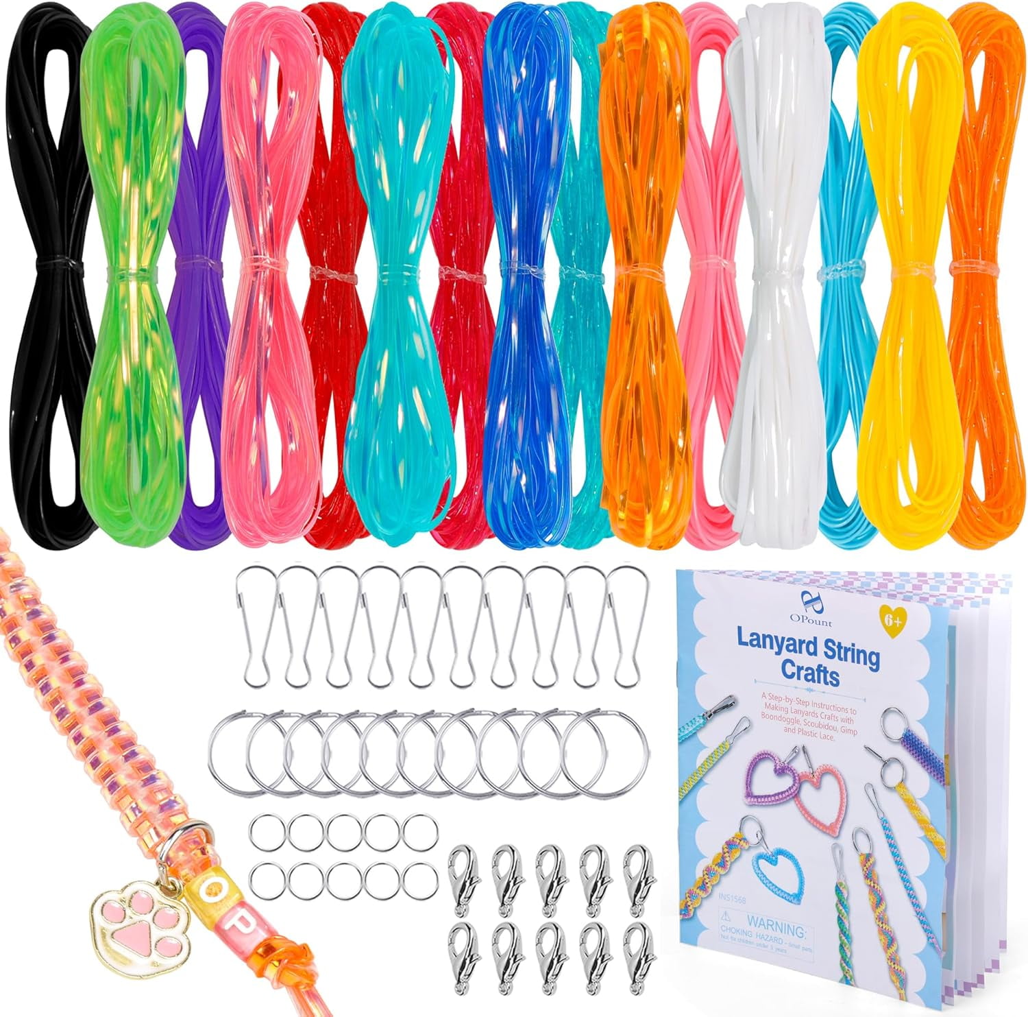 Lanyard String Kit for Christmas Crafts – 15 Plastic Gimp Strings with ...