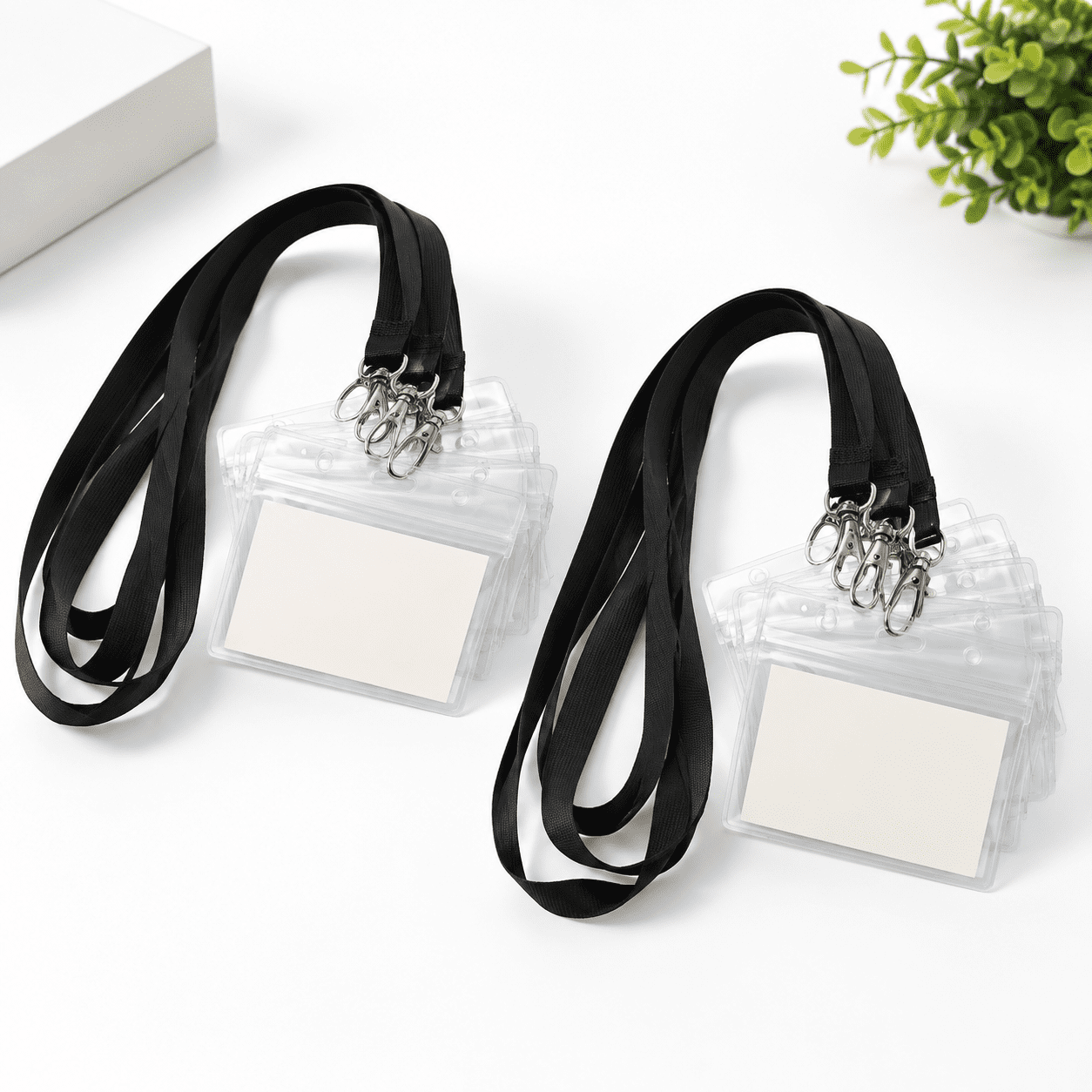 Lanyard With Id Holder 50 Waterproof Name Tag Horizontal Badge Card ...