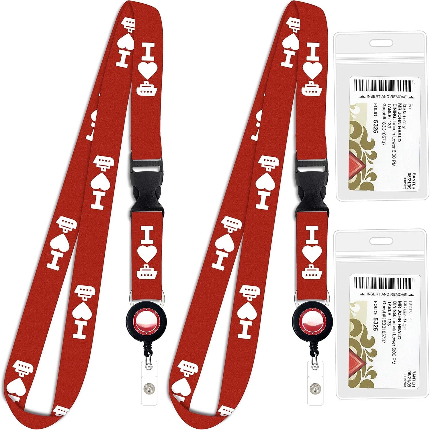Lanyard for Ship Cards - 2- Retractable Badge & Key Card Holder for ...