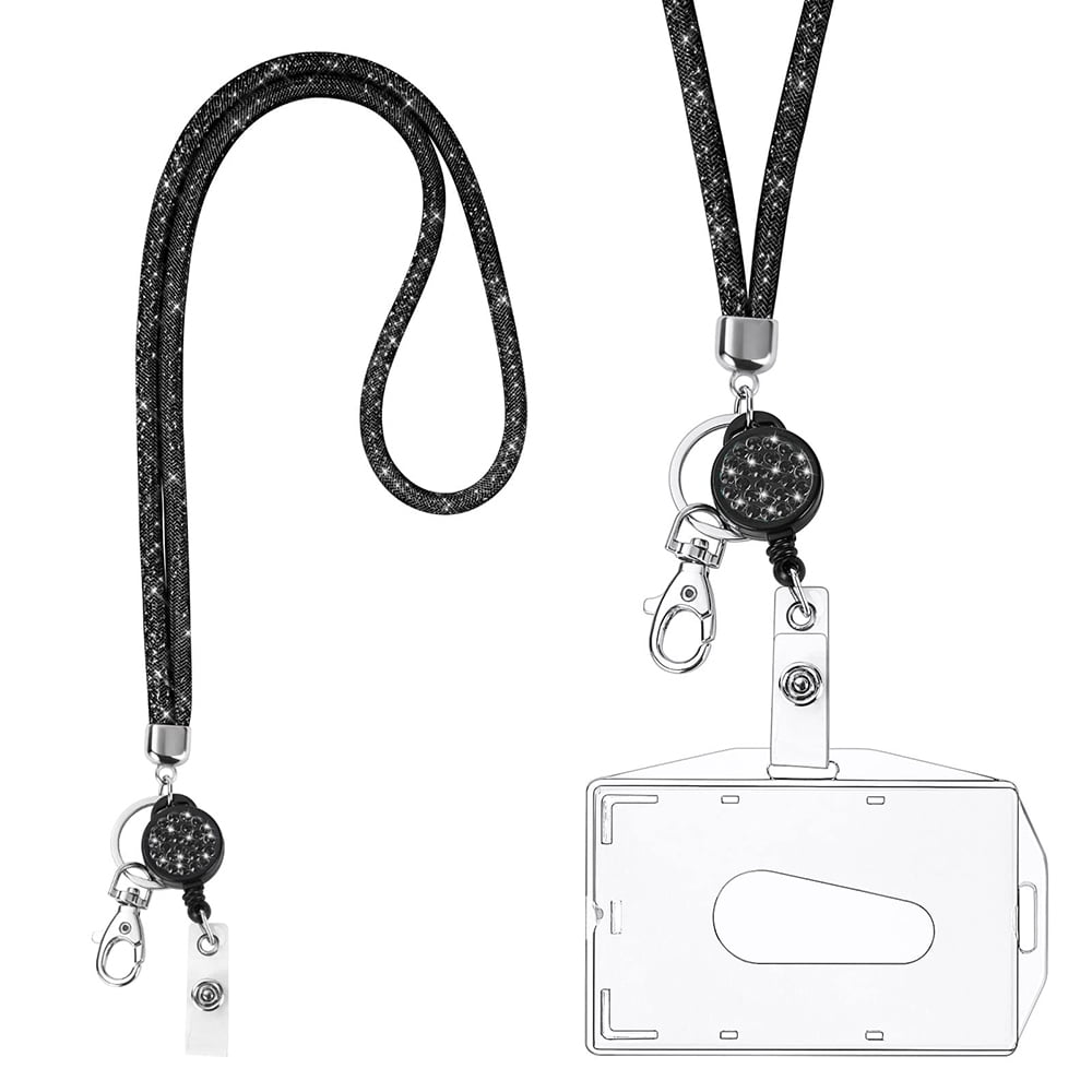 Lanyard with Card Holder, Crystal Lanyard Necklace with Transparent ID ...