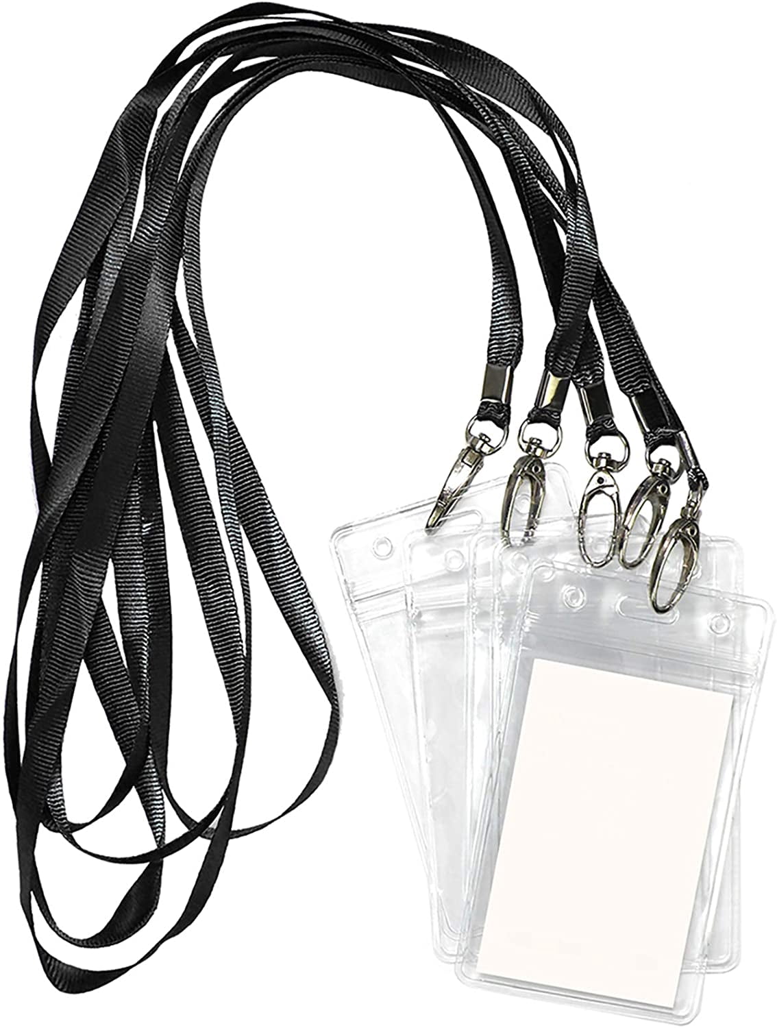 Lanyard with ID Holder 50 Pcs Waterproof Name Tag Vertical Badge ID ...