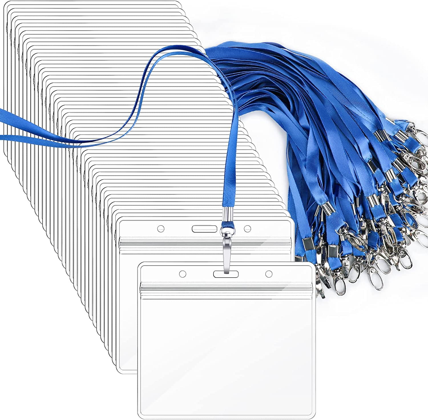 Lanyards with ID Holder - 50 Pack Horizontal Name Tags Badge Holders ...