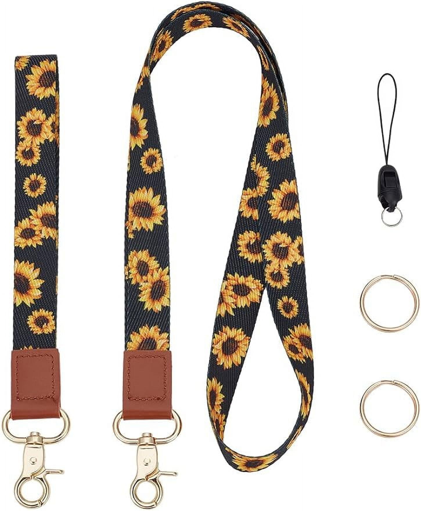 Lanyards for Keys Polyester Sunflower Wristlet Strap and Neck Lanyards ...