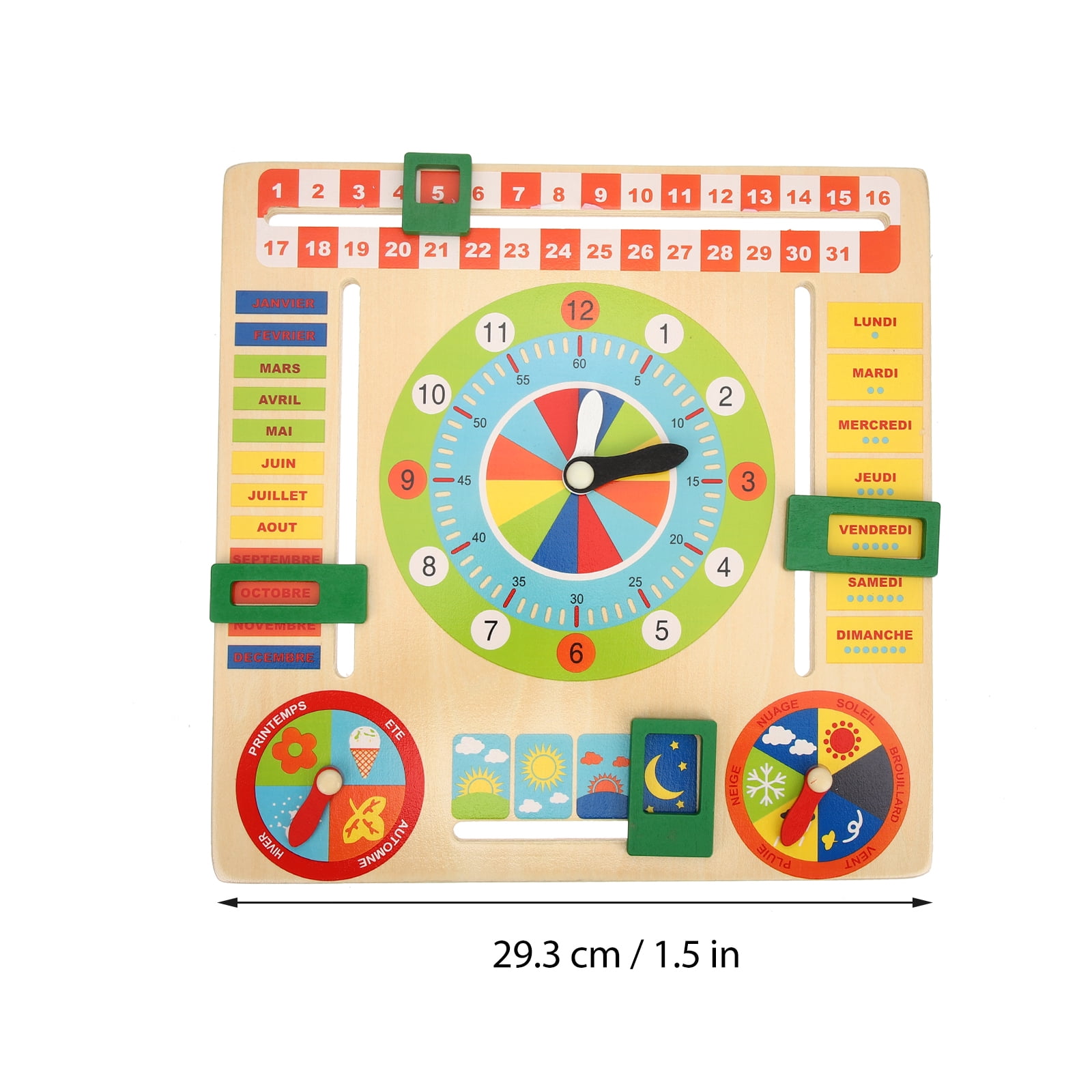 Lanytaeo 1 Set Wooden Toys Kids Clock Wooden Toy Calendar Clock Wooden ...