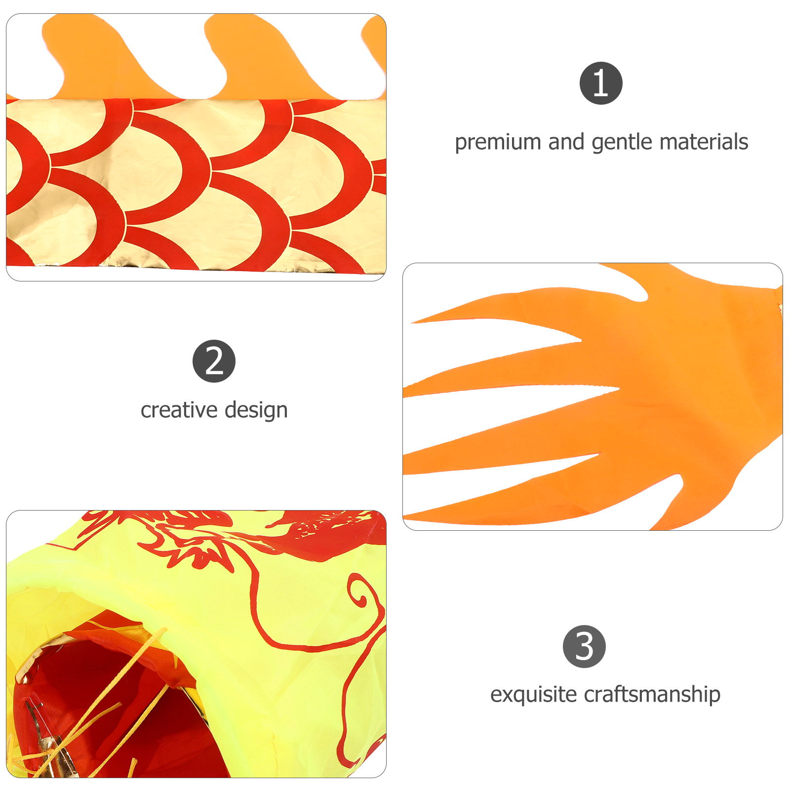 Lanytaeo Bright Ribbon Outdoor Chinese Dragon Ribbon 3D Dragon Ribbon ...