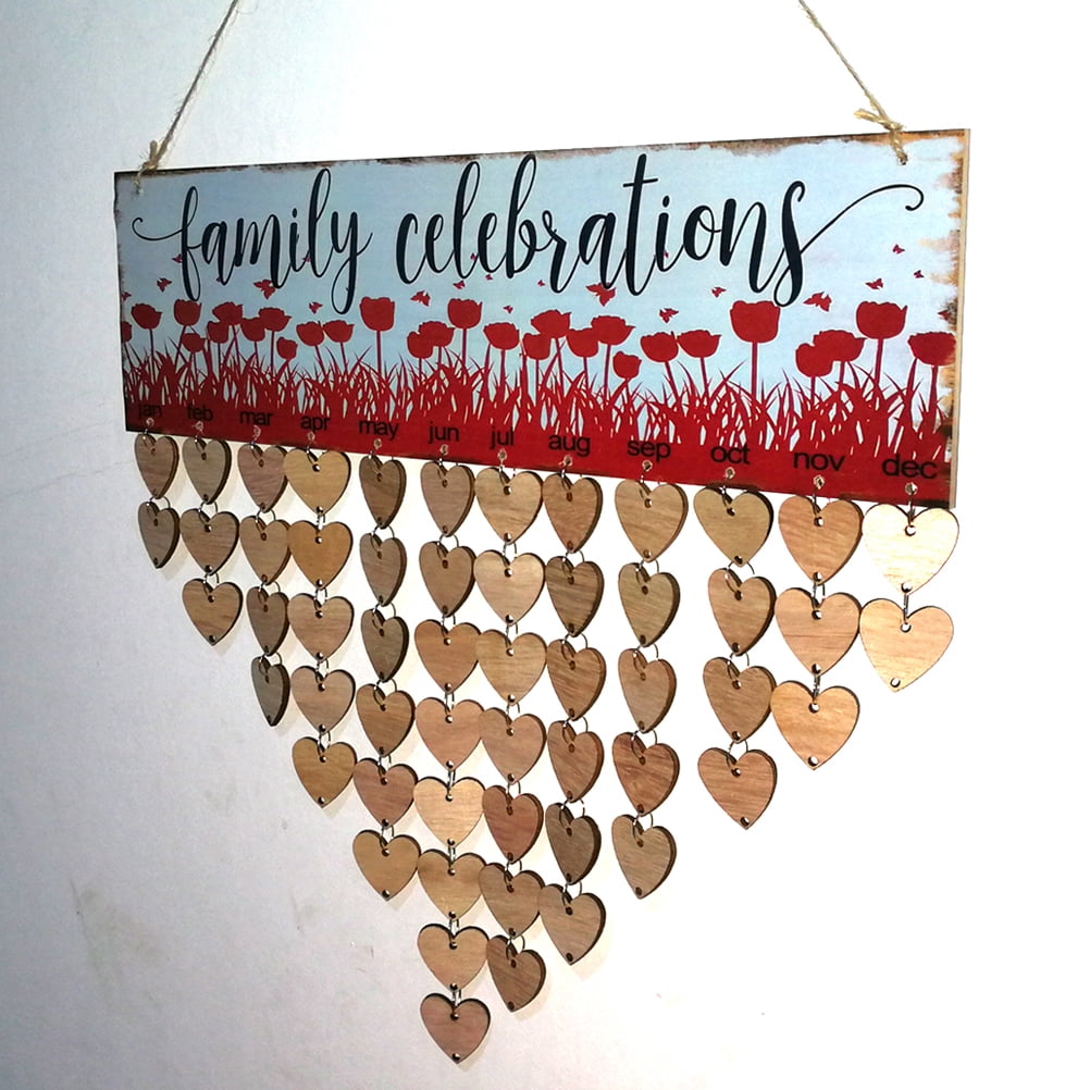 Lanytaeo Family Celebrations Hanging Plaque Board Wooden DIY Calendar ...