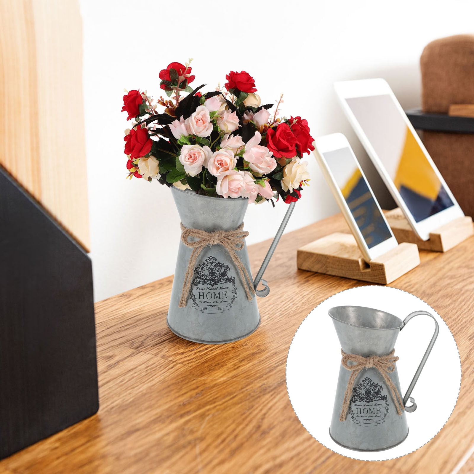 Lanytaeo Vintage Metal Flower Bucket Planter Decorative Flower Jug ...