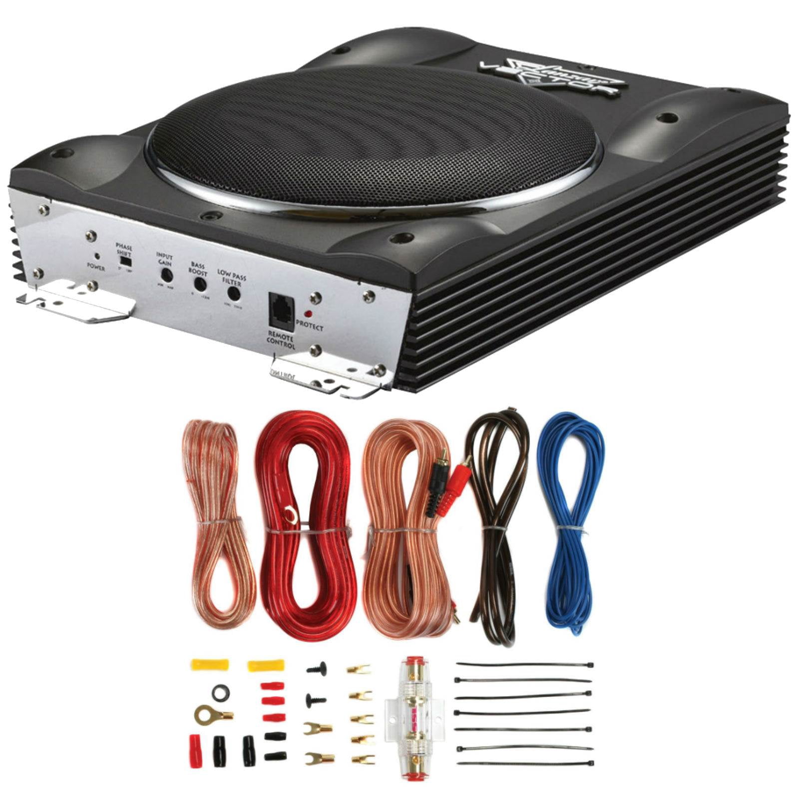Lanzar VCTBS10 10" 1000W Slim Powered Car Audio Subwoofer + 8 Gauge Amp ...