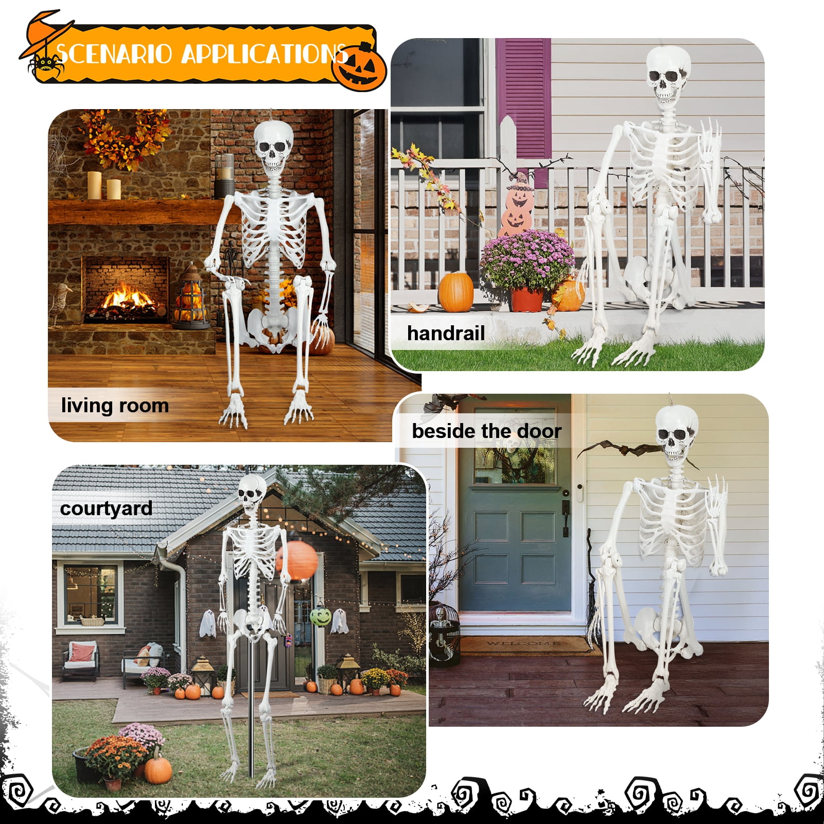 Lanzxjv 2.4m/7.8ft Giant Skeleton, Life Size Realistic Plastic Human ...