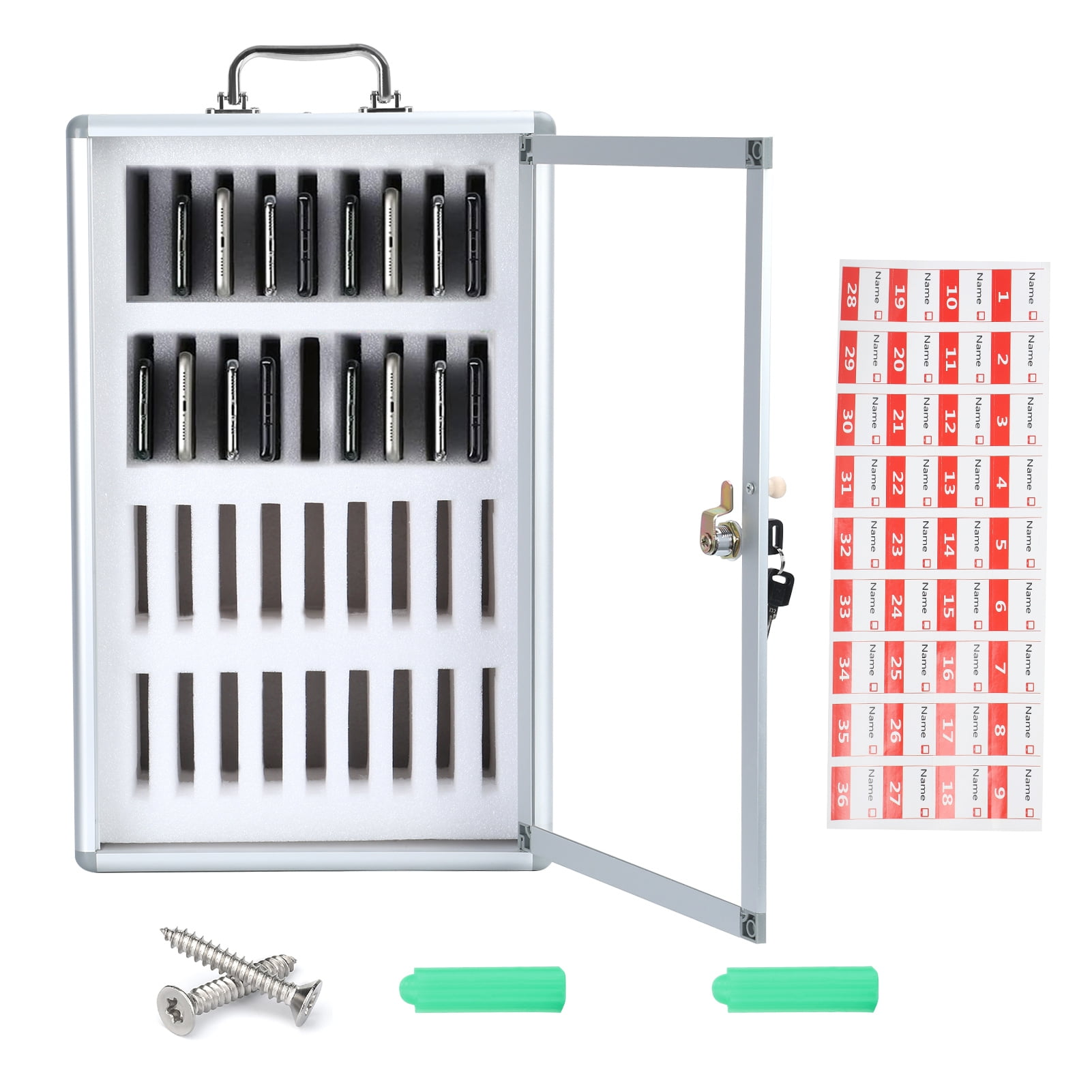 Lanzxjv Cell Phone Locker, Aluminum Alloy Pocket Chart Storage Locker ...