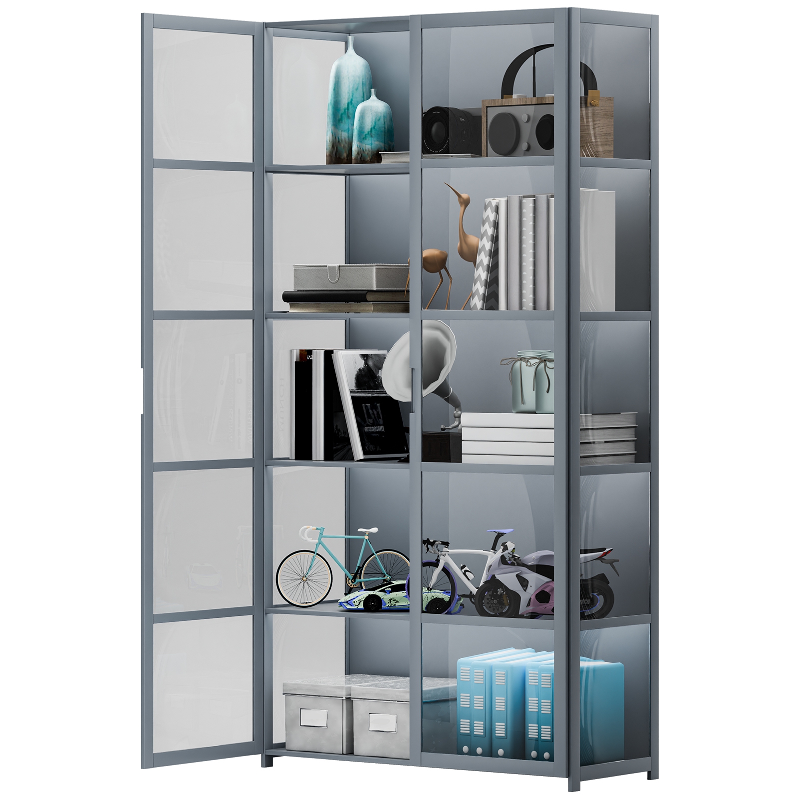 Lanzxjv Figure Display Shelf, 5-Tier Display Cabinet with Acrylic Doors ...