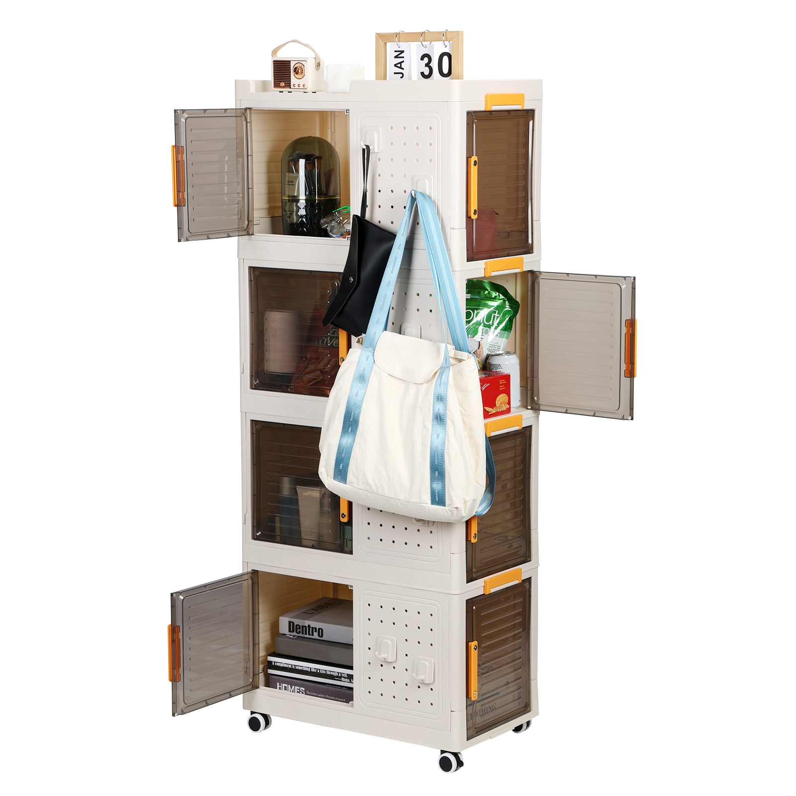 Lanzxjv Foldable Storage Bins, Storage Box with Lids 4-Layer, Stackable ...