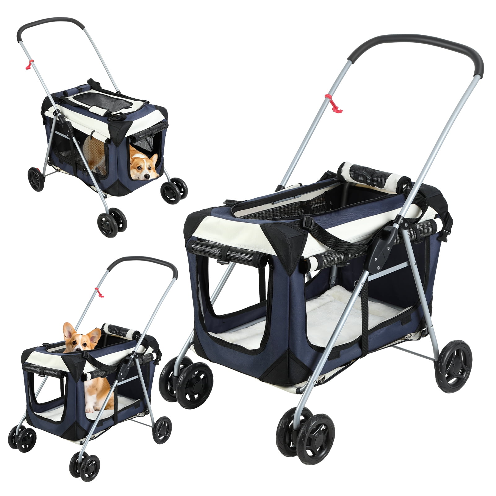 Lanzxjv Pet Stroller, Detachable Carrier for Small/Medium Dogs Cats ...