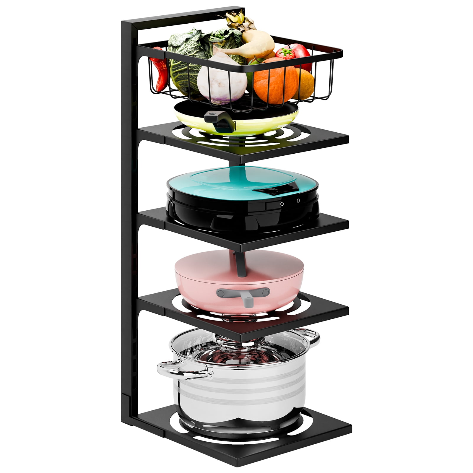 Lanzxjv Pot Pan Organizer Rack under Cabinet, Heavy Duty Pot Pan Rack ...