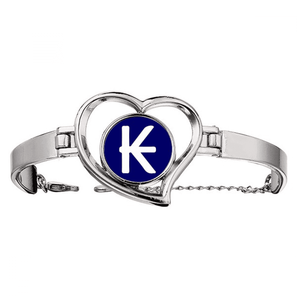 Lao Currency Symbol Kip LAK Bracelet Heart Jewelry Wire Bangle ...