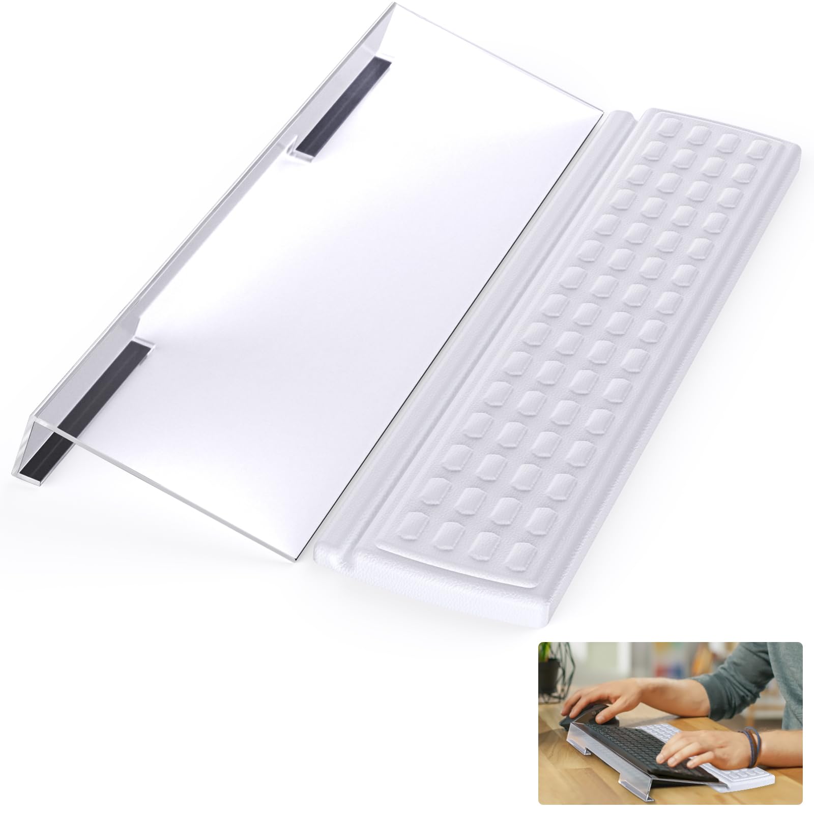 Laokiiy Computer Keyboard Stand, Acrylic Tilted Keyboard Holder Clear ...