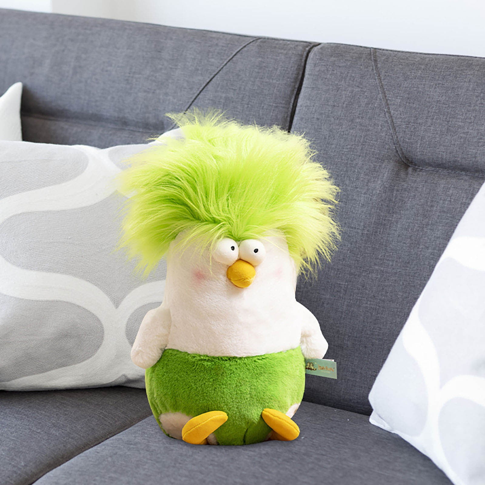 Laonim Plush toy Cute Chicken Throw Pillow With Green Hair For Adult ...