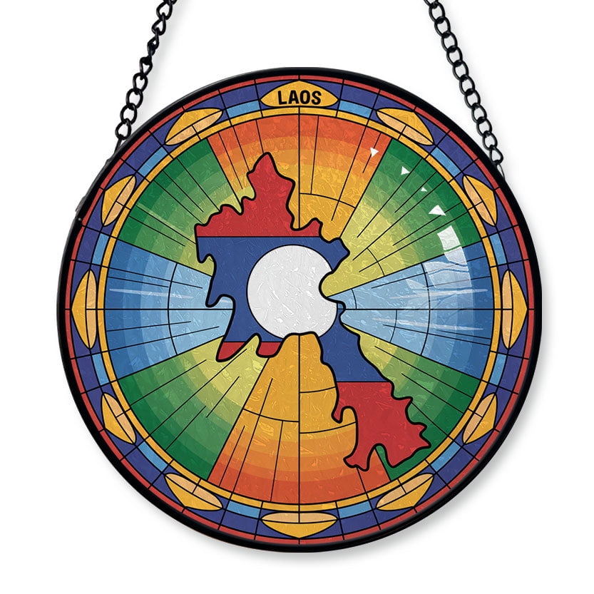 Laos Travel Decor Suncatcher Stained Glass Window Hanging, Gift for ...