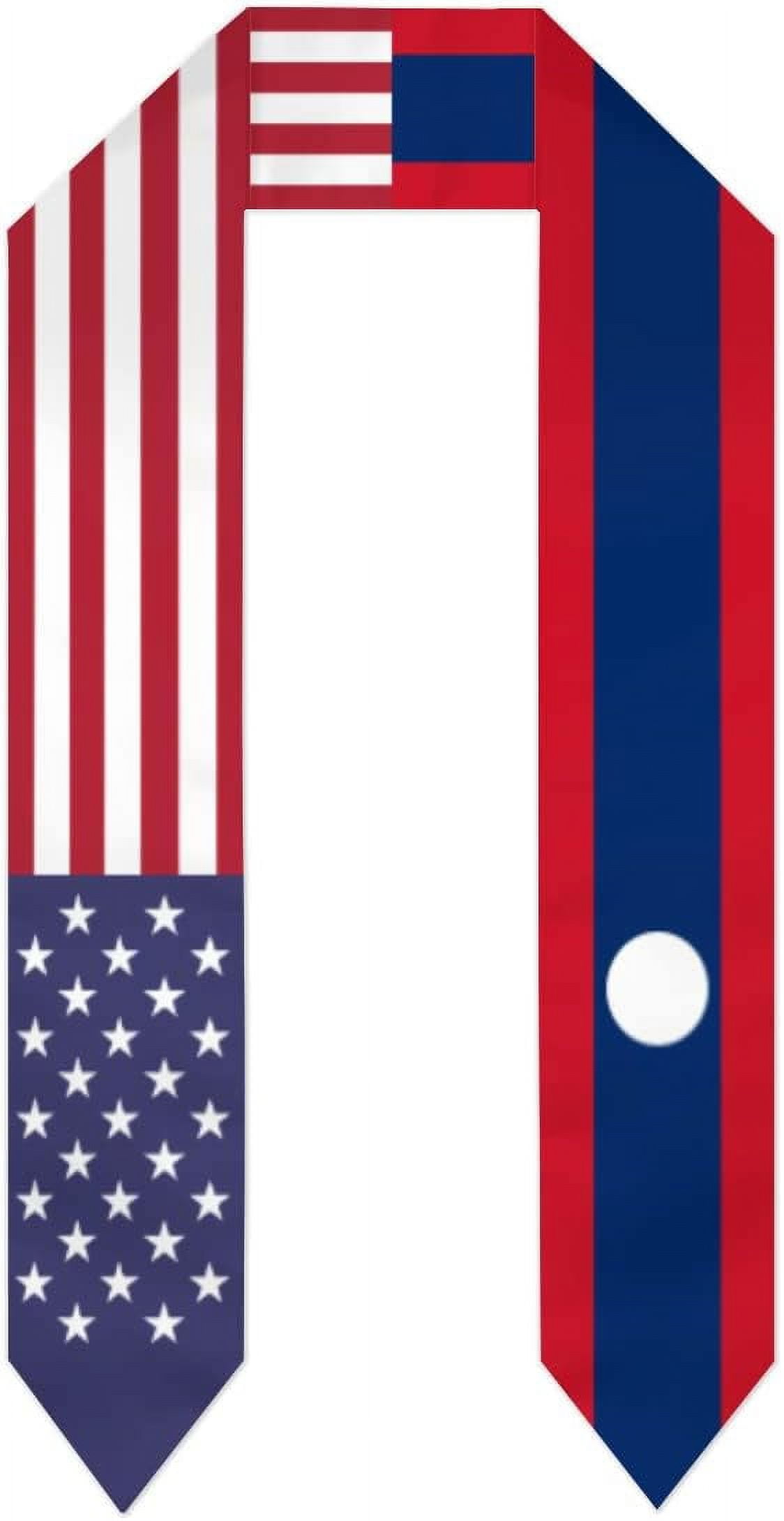 Laos & USA United States Flag Graduation Stole International Student ...
