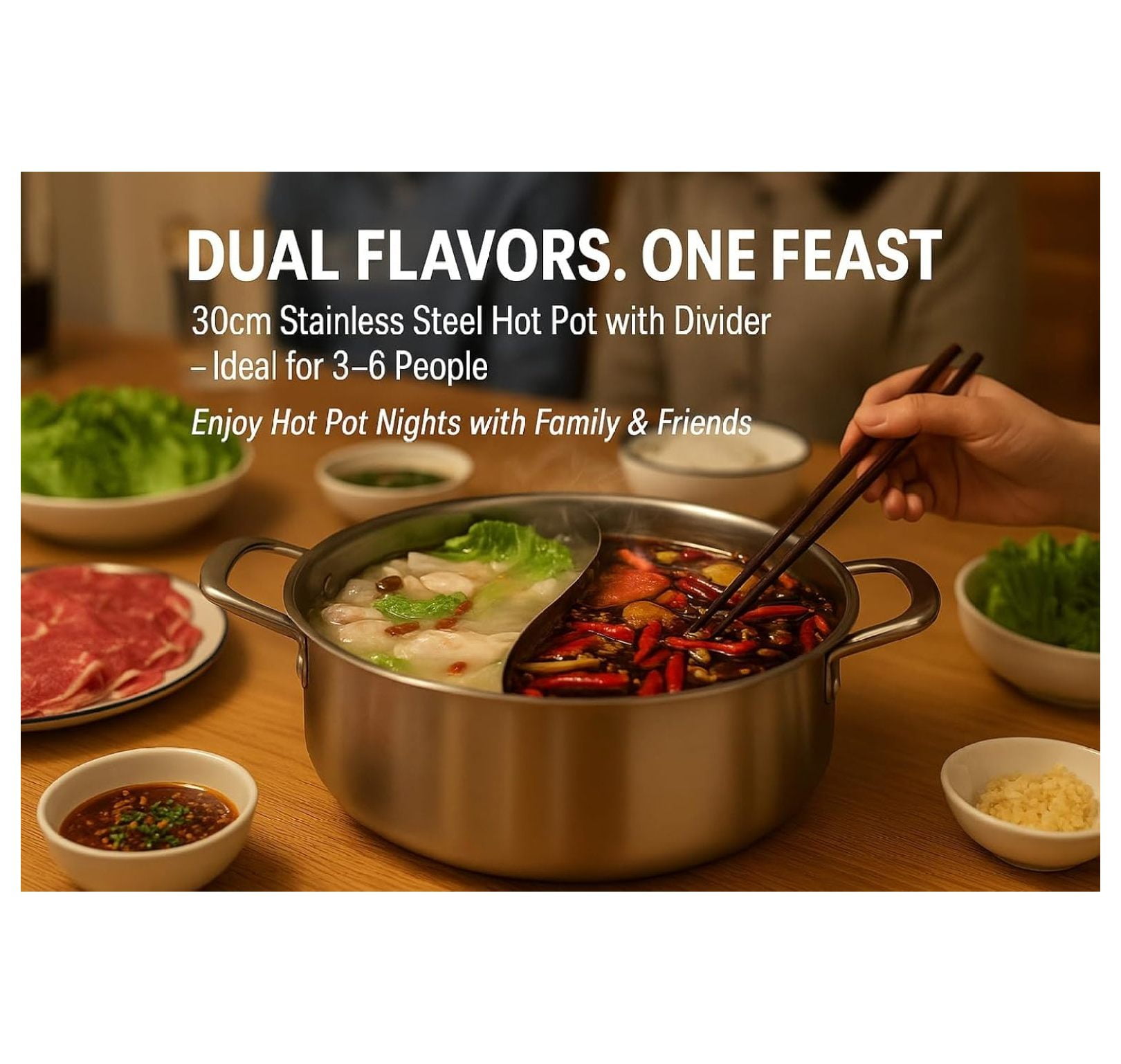 Laotesi 30cm Hot Pot with Divider, Shabu Shabu Hot Pots, LTS-12516 ...
