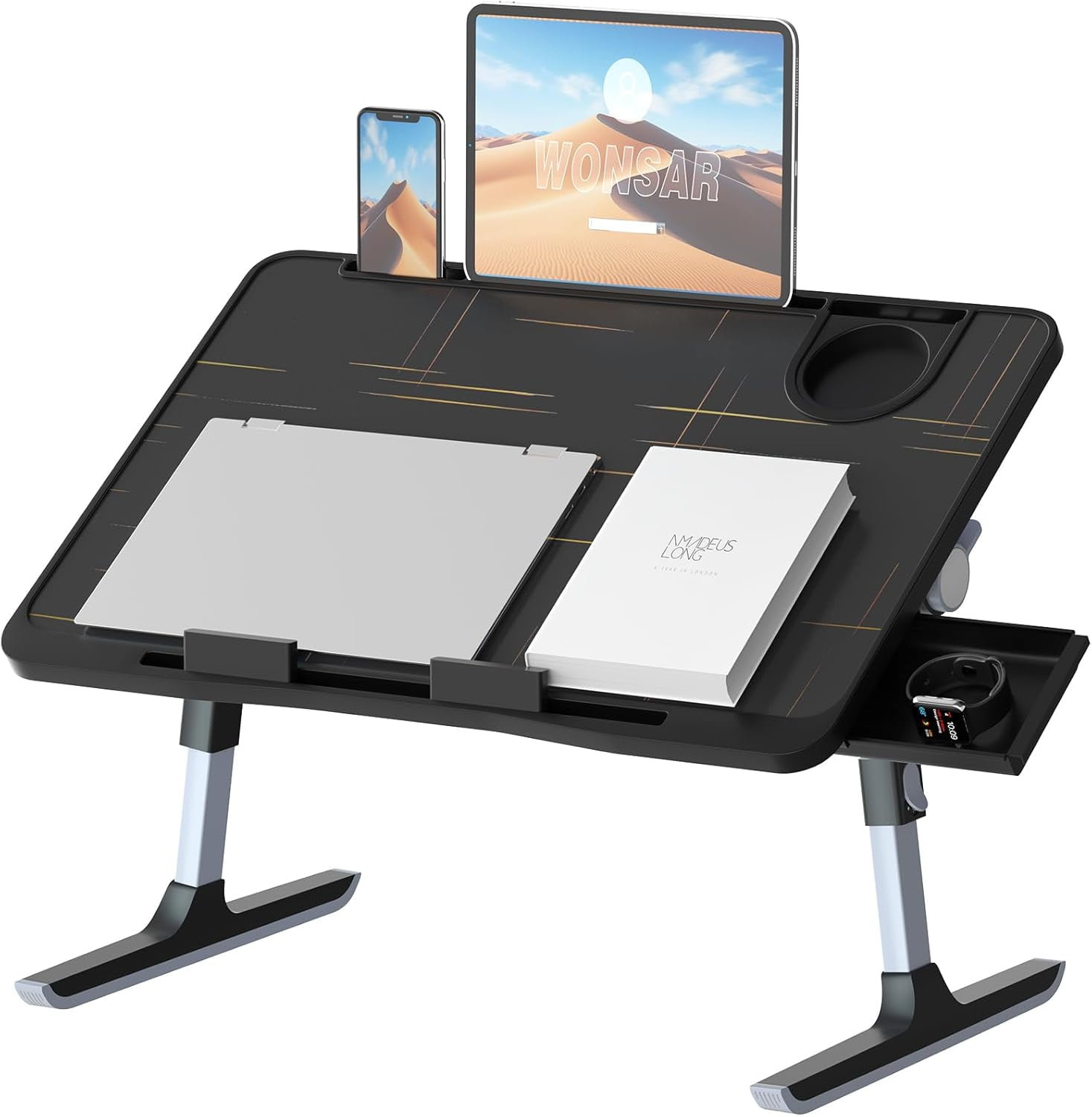 Lap Desk for Bed, Folding Laptop Stand for Bed Table, Adjustable ...