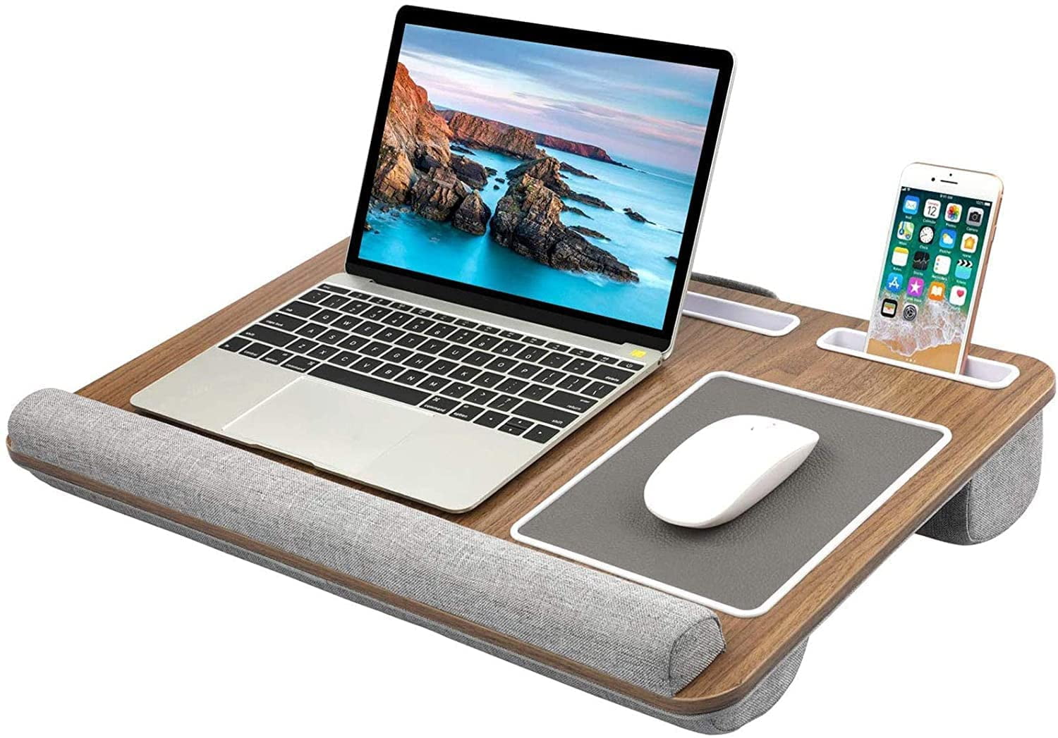 Lap Desk - Fits up to 17 inches Laptop Desk, Built in Mouse Pad & Wrist ...