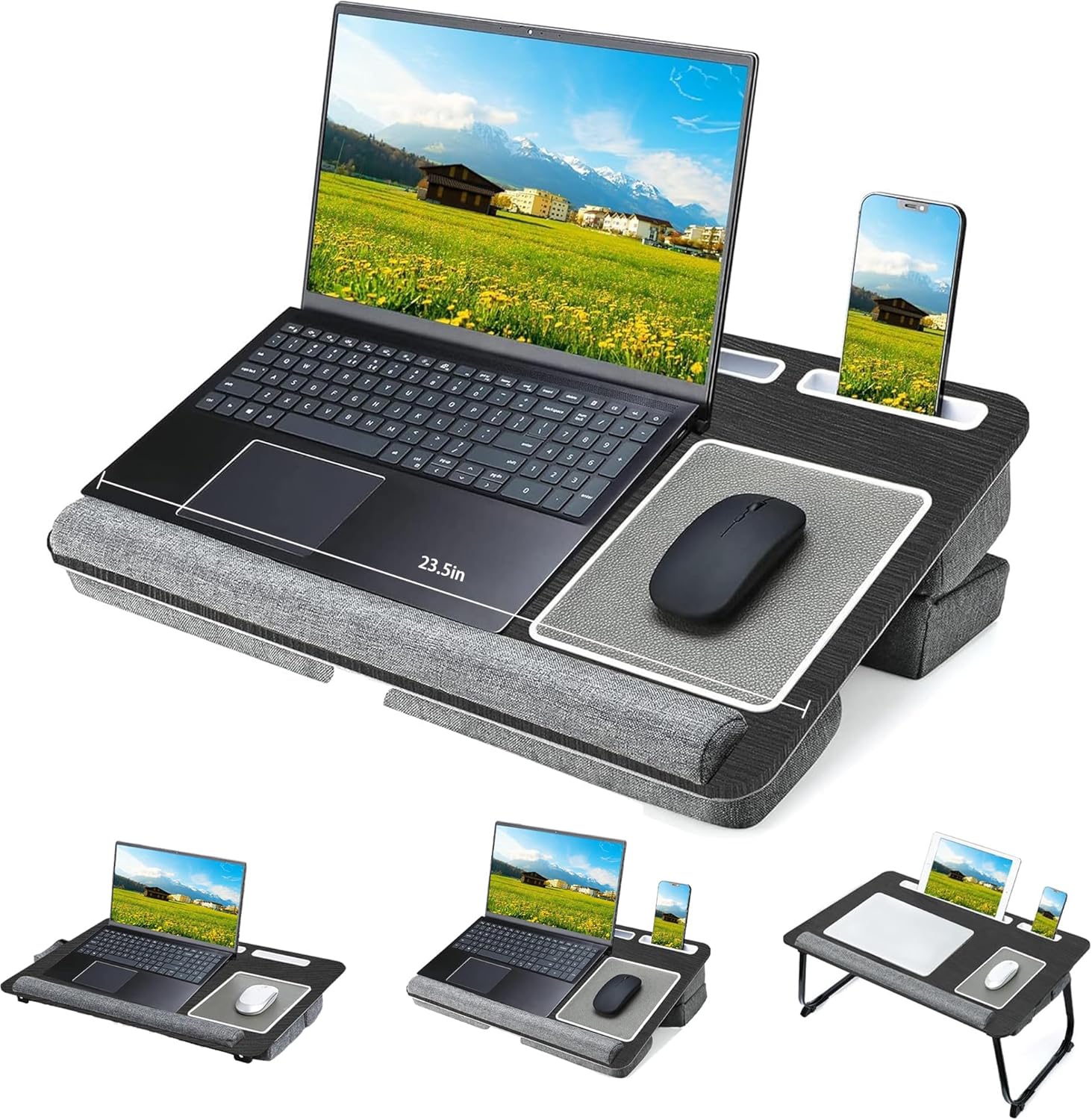 Multi-tasking Laptop Bed Tray with Adjustable Legs - Walnut - Walmart.com