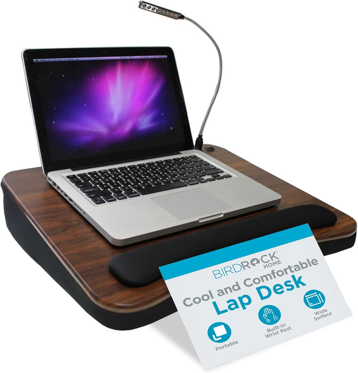 Lap Desk with Memory Foam Cushion and USB Light, Fits Laptops Up to 15 ...