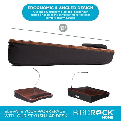 Lap Desk with Memory Foam Cushion and USB Light, Fits Laptops Up to 15 ...