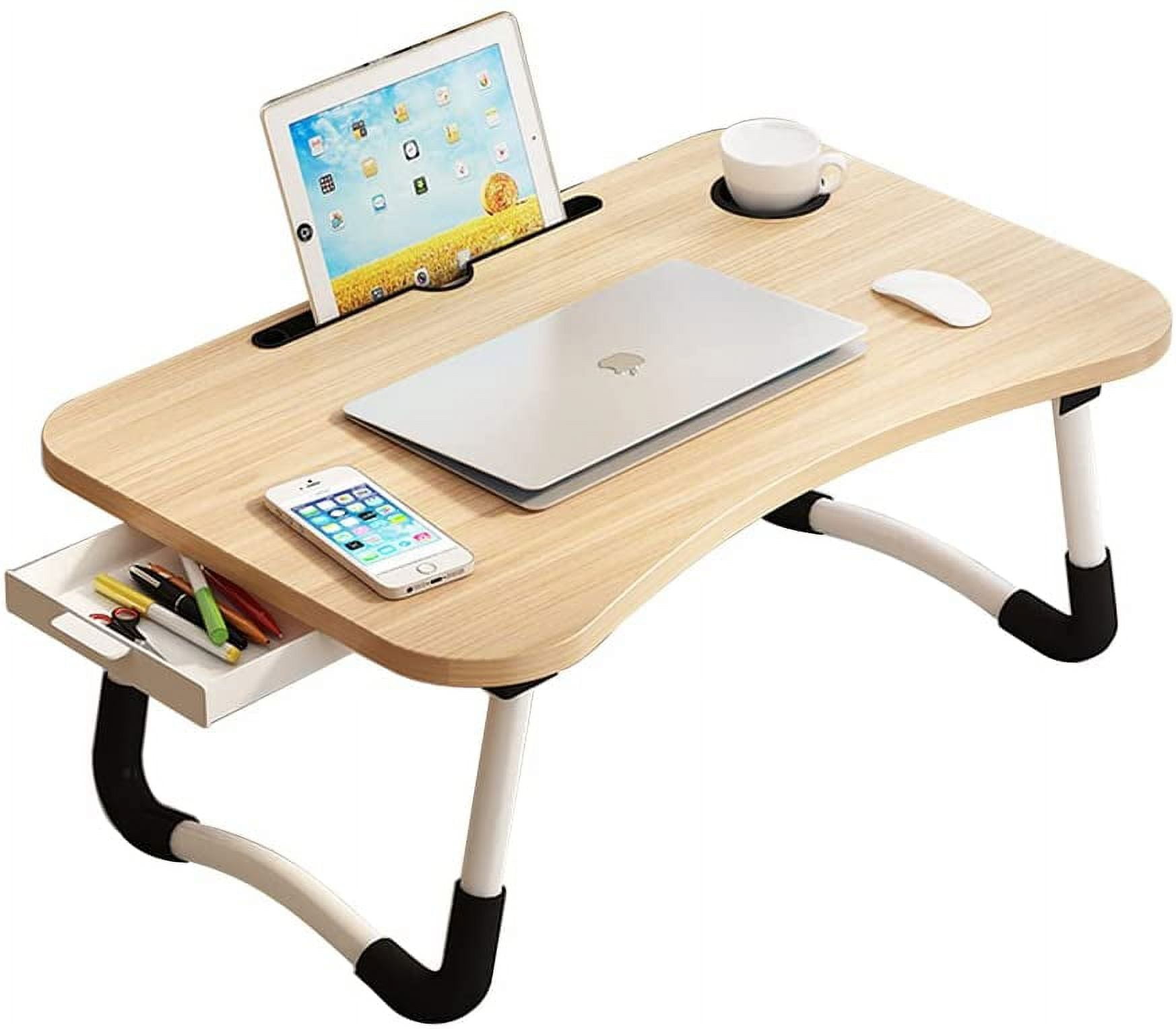 VebaCidi Lap Desk with Storage Drawer, Cup and Tablet Holder, Folding ...