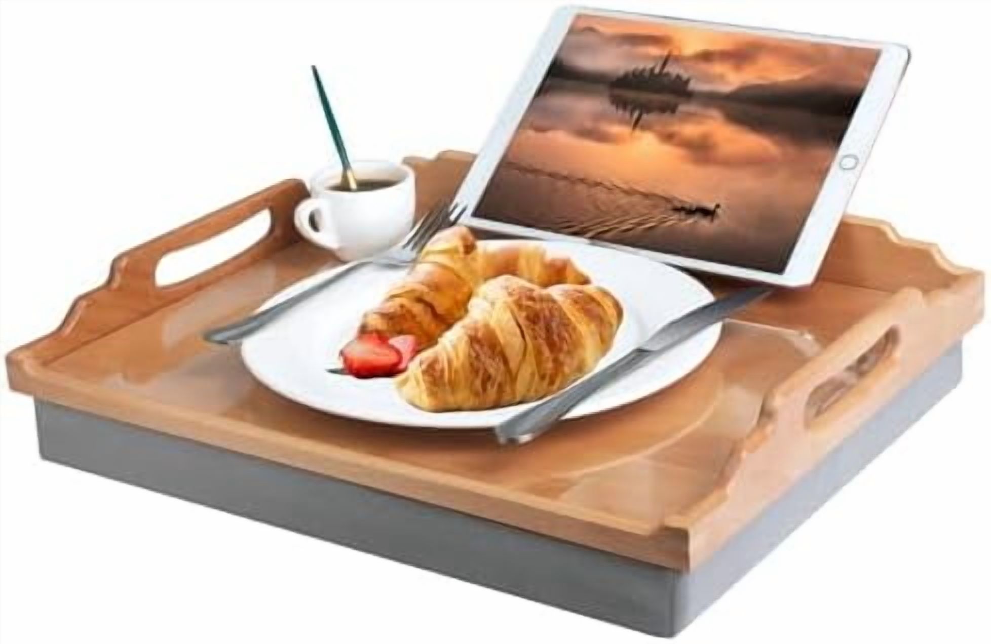 Lap Desk with Cushion,Wooden Bed Tray Table for Eating,Lap Tray in ...