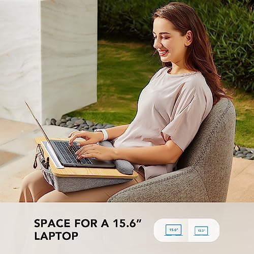Lap Laptop Desk - Portable Lap Desk with Pillow Cushion, Fits up to 15. ...