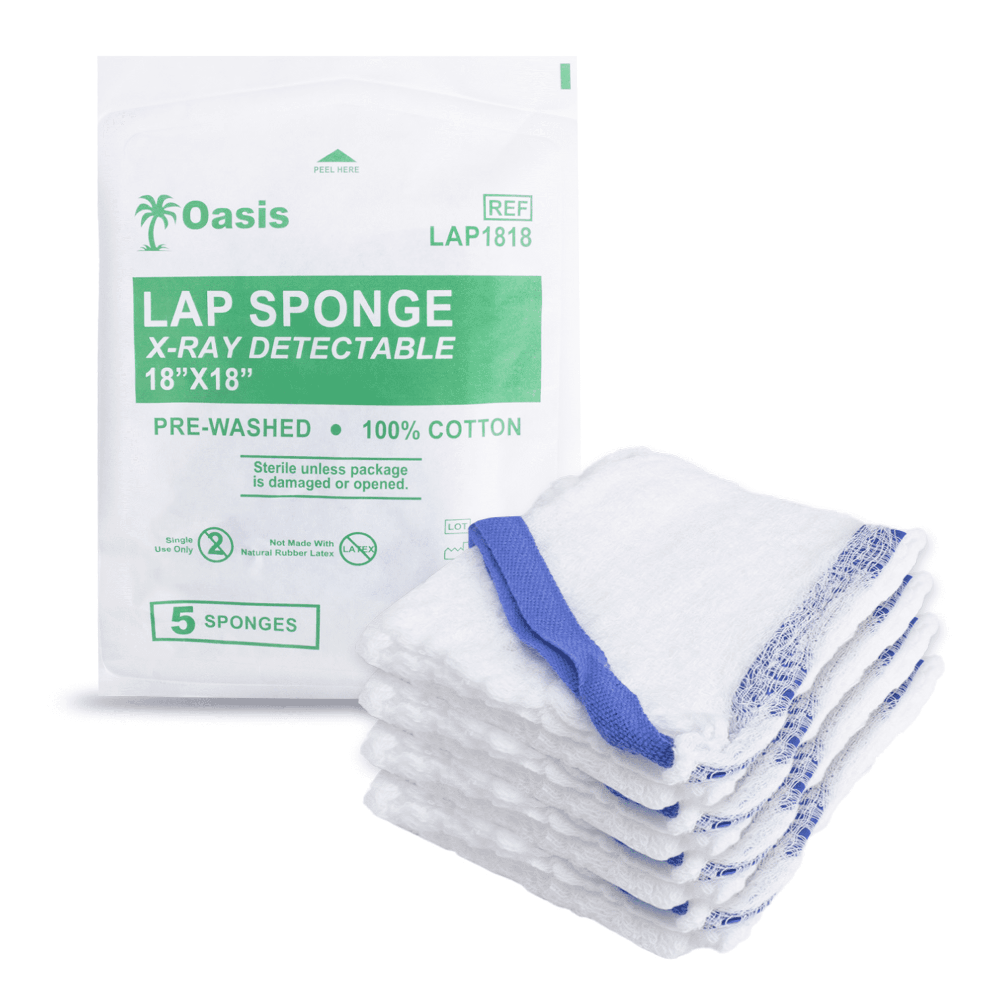 Sterile Lap Sponges, 18" X 18", 5 Count, Xray Detectable, Highly ...