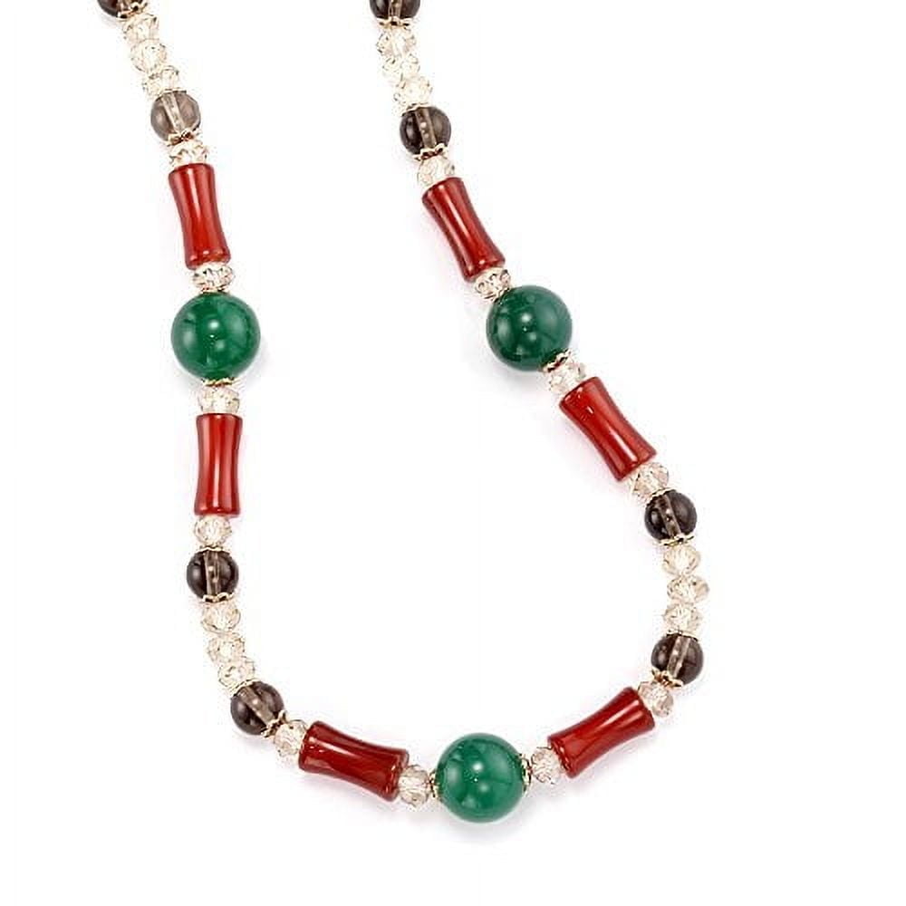 Luxury Multi-Gemstone Statement Necklace with Genuine Jade, Carnelian and Smokey Quartz Jewelry ...