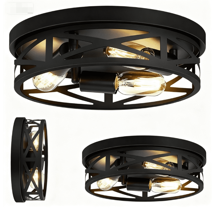 LapEasy 13 inch Black Flush Mount Hallway Light Fixtures, 3-Light ...