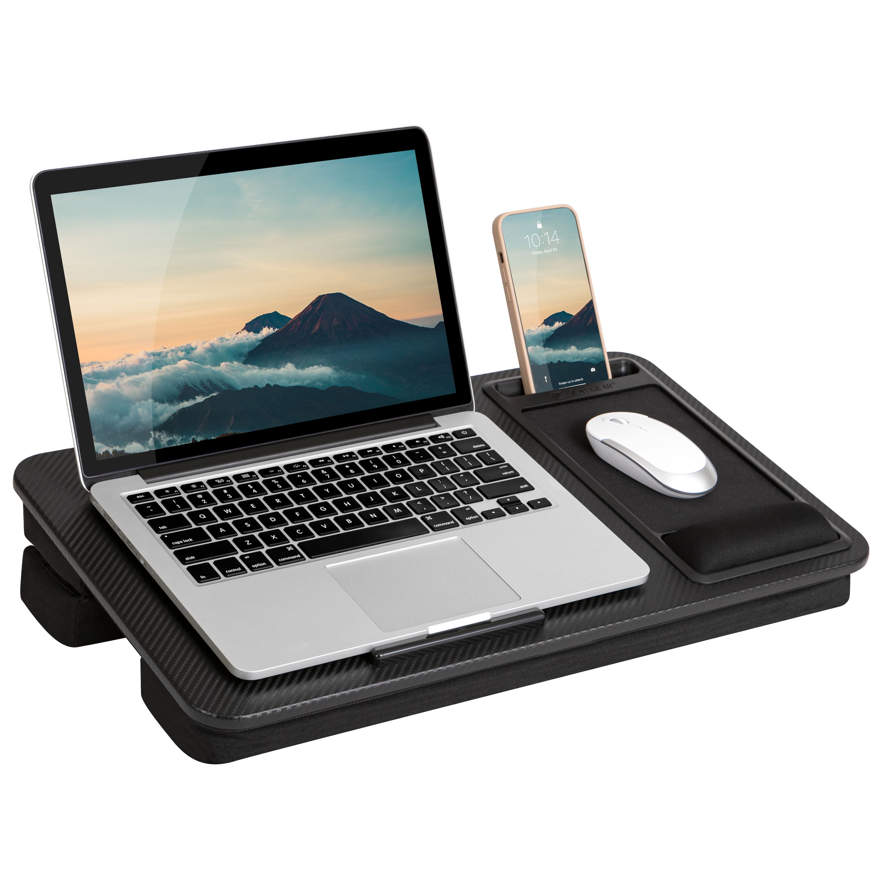 LapGear Large Adjustable Lap Desk with Wrist Rest, Black Carbon ...